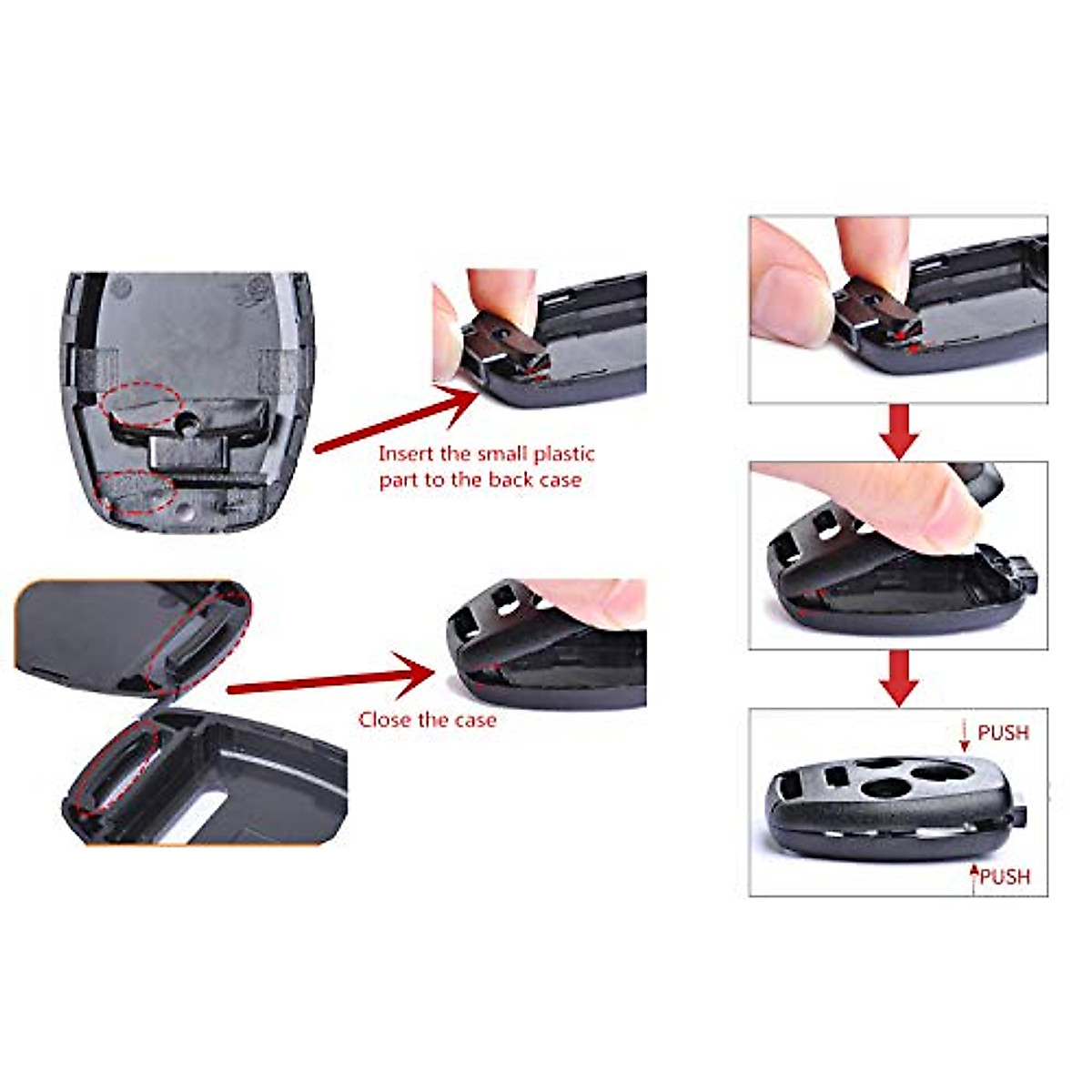 Horande Replacement Key Fob Cover Case fits for 2006 2007 2008 2009 2010 2011 Honda Accord Civic CRV Pilot Ridgeline Odyssey Keyless Entry Remote Key Fob Shell 2+1 Button (Black)