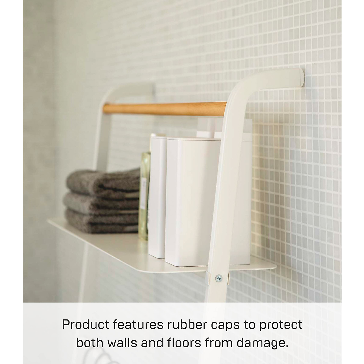 YAMAZAKI home Tower Leaning Ladder With Shelf White