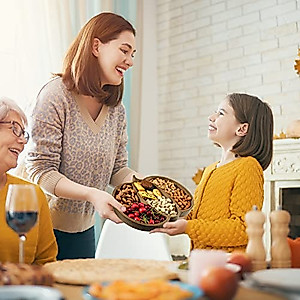 Spiareal Thanksgiving Wooden Serving Platter Maple Pumpkin Leaf Christmas Snack Fruit Meat Cheese Board Rustic Angle Shape Charcuterie Board Sectional Dish Plate for Thanksgiving Christmas(Pumpkin)