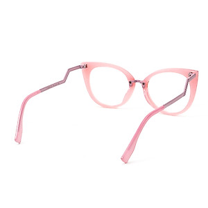 Zeelool Stylish Oversized Cat Eye Glasses Frame for Women with Non-prescription Clear Lens Jacqueline FP0669-03 Pink