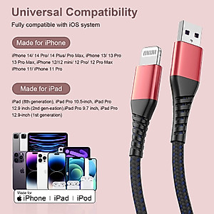 [ Apple MFi Certified 2pack ] iPhone Charger,Lightning Cable, Fast Charging Cables for Apple iPhone 12/11/11Pro/11Max/ X/XS/XR/XS Max/8/7/6/5S/SE/iPad Mini Air (10ft, Red)