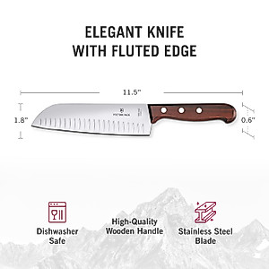 Victorinox 6.7-Inch Wood Santoku Knife with Fluted Edge