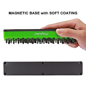 Mayouko 1/4" Magnetic Hex Bit Holder Rack Organizer, 43 Holes, 1/4-Inch Drill Bit Holder, Green, 2 Racks, Magnetic Bit Holder with Magnet Base for Screwdriver Bits