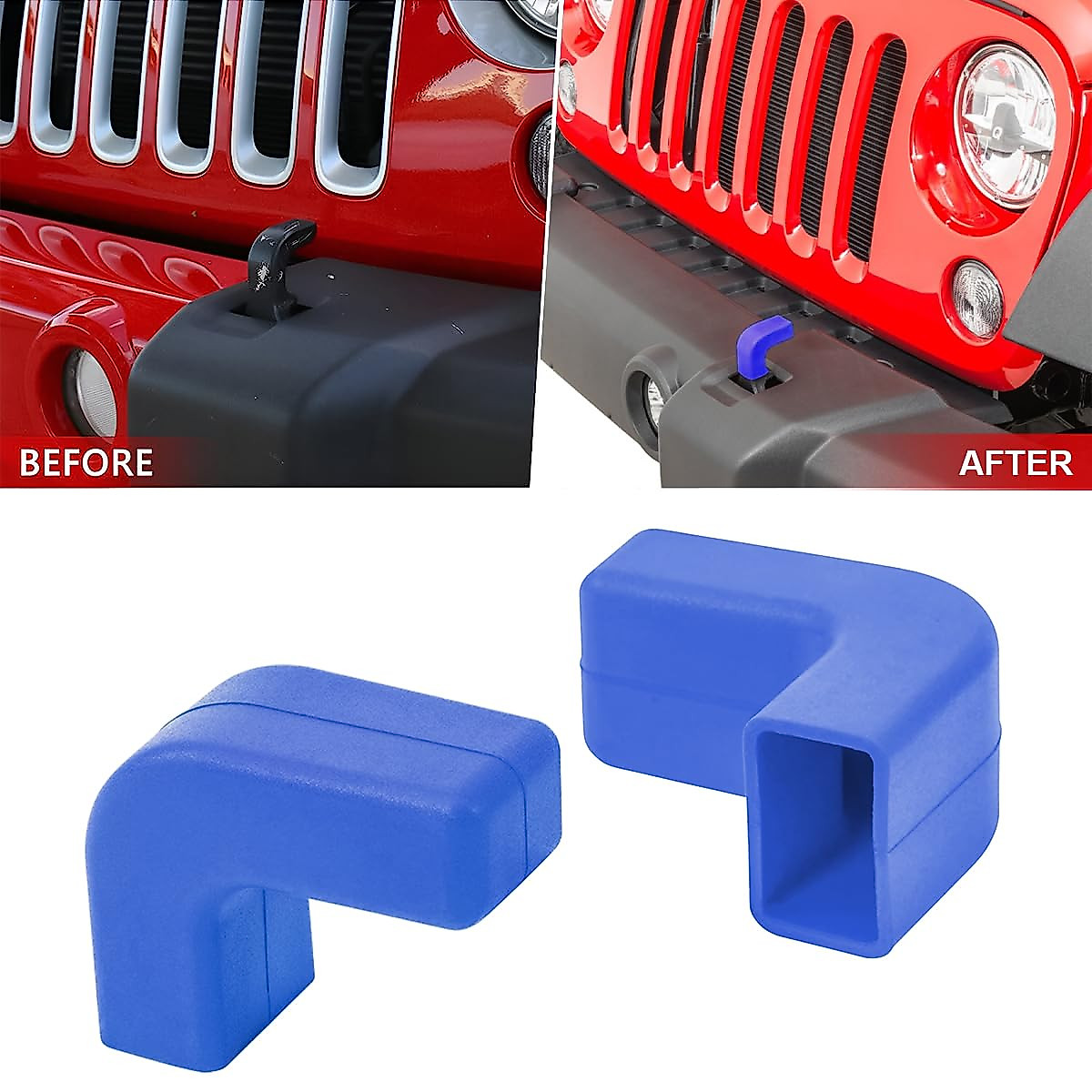 BESULEN Factory Bumper Tow Hook Covers, Car Front Bumpers Tow Hook Protector, Rubber Tow Hook Covers Protect from Scuffs and Scratches, Car Accessories Adds Cushioned Grip to Tow Strap (Blue)