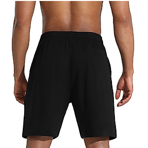 Men's Lounge Shorts with Deep Pockets Loose-fit Cotton Jersey Shorts for Running,Workout,Training, Basketball (605 Black, X-Large)