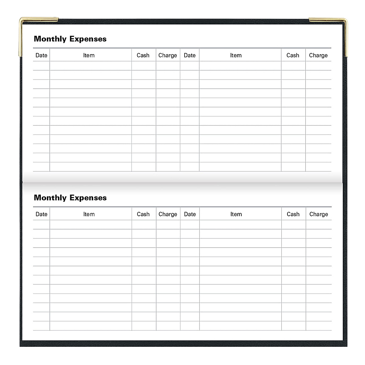 Letts of London Classic Weekly/Monthly Planner, 12 Months, January to December, 2024, Appointments, Gold Corners, Horizontal, Slim Size, 6.625" x 3.25", Black (C32SBK-24)