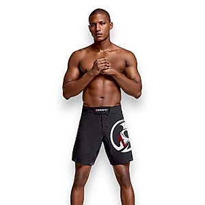 KOMBAT USA Men's MMA Shorts – Baseline Grappling & Fight Shorts | Athletic Shorts | Muay Thai BJJ Training Jiu Jitsu No Gi (as1, Alpha, x_l, Regular, Regular, Black)