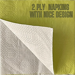 Green Beverage Paper Napkins for Holidays Party Decorations, Disposable Luncheon Napkins serve 24, Made in USA, | 24 ct | 2 ply | 6.5"x6.5" size folded