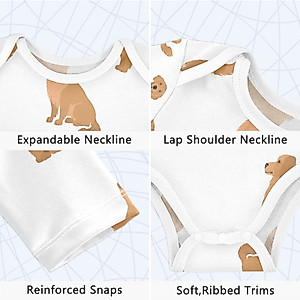 vvfelixl Baby Bodysuits Golden Retriever Dogs Long Sleeve Cotton Baby Clothes For Boys Girls 3-6 Months Goldies Puppy White