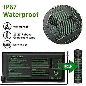 NAMOTEK 2 Pack Seedling Heat Mat, Durable Waterproof Seed Germination Heating Mat, Warm Hydroponic Plant Heating Pad