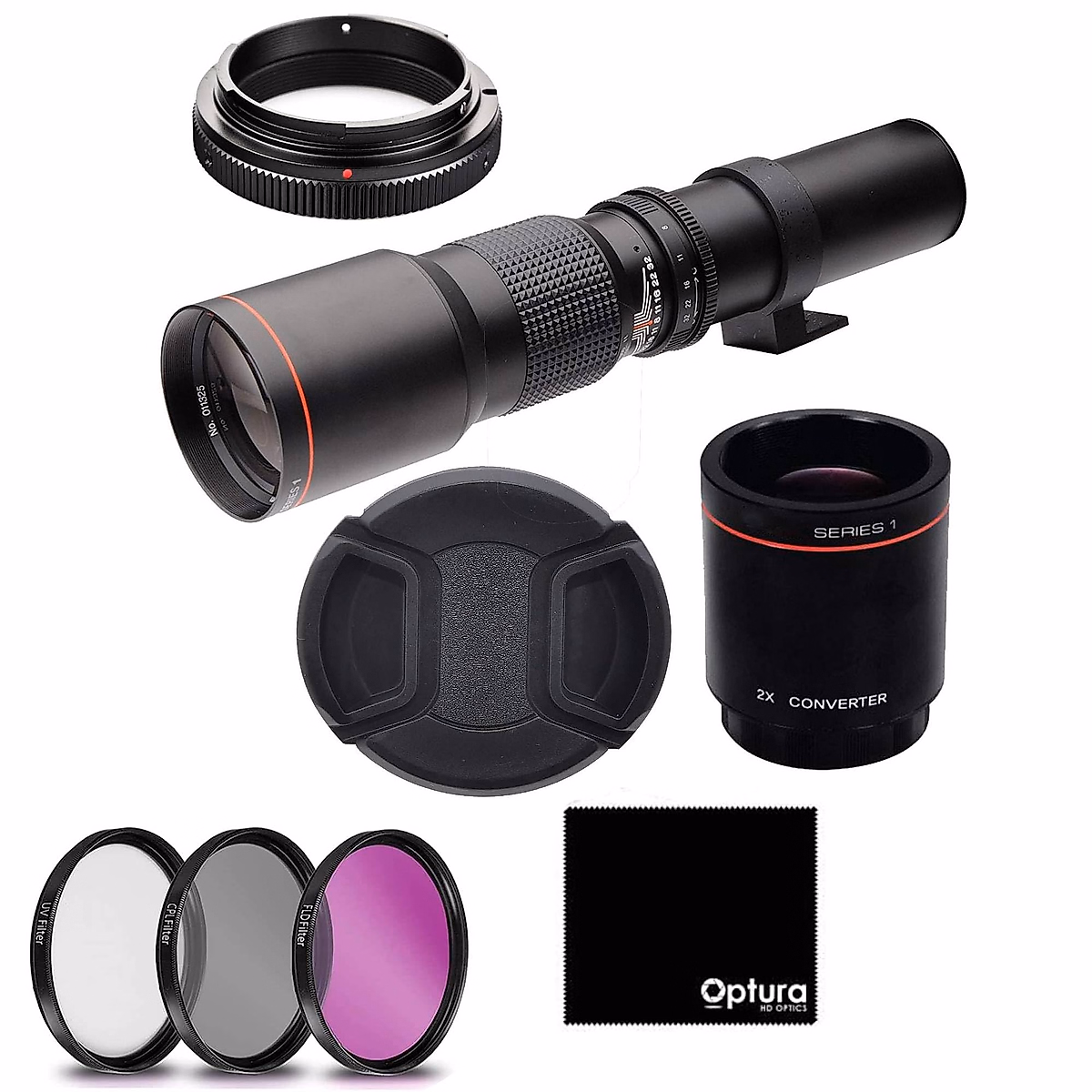 500mm/1000mm f/8 Manual Telephoto Lens for Canon EOS 80D, EOS 90D, Rebel T3, T3i, T5, T5i, T6i, T6s, T7, T7I, T8I, SL3, EOS 60D, EOS 70D, EOS 5D, EOS5D IV, EOS 6D II, EOS 7D II SLR Cameras