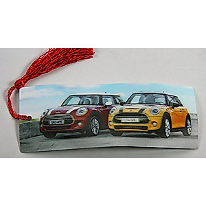2 Bookmarks - 3D Lenticular - AUTOS - Vintage Chevy and Mini Coopers with Tassles
