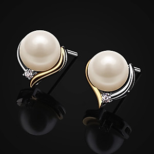 Jewlldeen Pearl Earrings for women, 925 Sterling Silver Studs Jewelry, for Women, Wife,Mom, Her