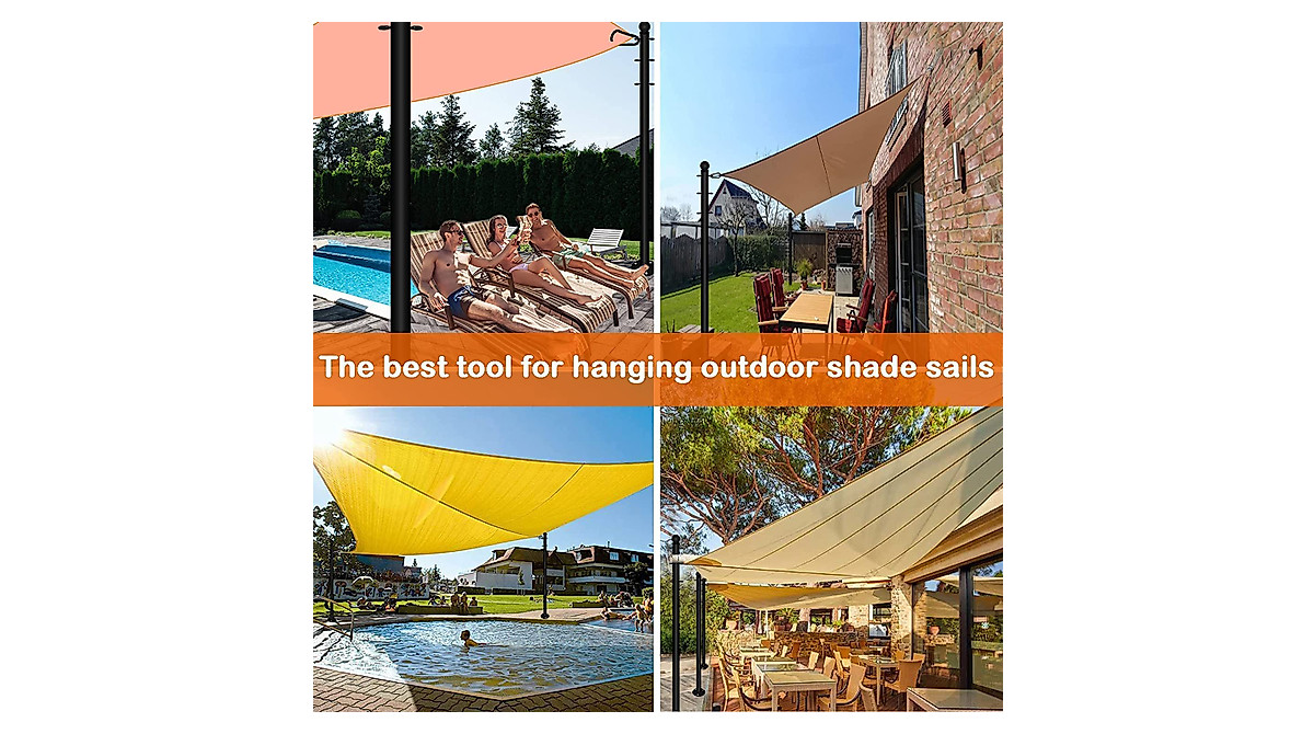 10Ft Shade Sail Pole Kit - Heavy Duty Support System