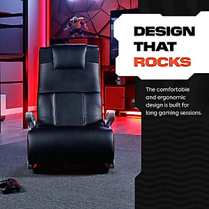 X Rocker SE II Leather Lounging Video Gaming Floor Chair, with Wireless Audio Transmission, 2 Speakers, Subwoofer, Armrest, Foldable, 5143601, 22.64" x 33" x 35", Amazon Exclusive, Black