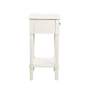 Decor Therapy Simplify Side Storage Drawer Accent Table, 14 in W x 14 in D x 28 in H, Antique White