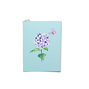 Liif Hydrangea Blossoms Butterfly 3D Greeting Pop Up Mother's Day Card, Spring, Summer, Anniversary, Fathers Day, Get Well, Thinking Of You, All Occasion, Happy Birthday Cards For Mom, Women, Her | With Message Note & Envelop | Large Size 8 x 6 Inch