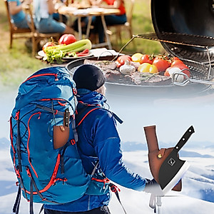 imarku Butcher Knife, 7 Inch Cleaver Knife, Hand-Forged Full Tang Serbian Chef Knife with Leather Sleeves, Japan High Carbon Steel Meat Cleaver for Kitchen, Camping, Christmas Gifts