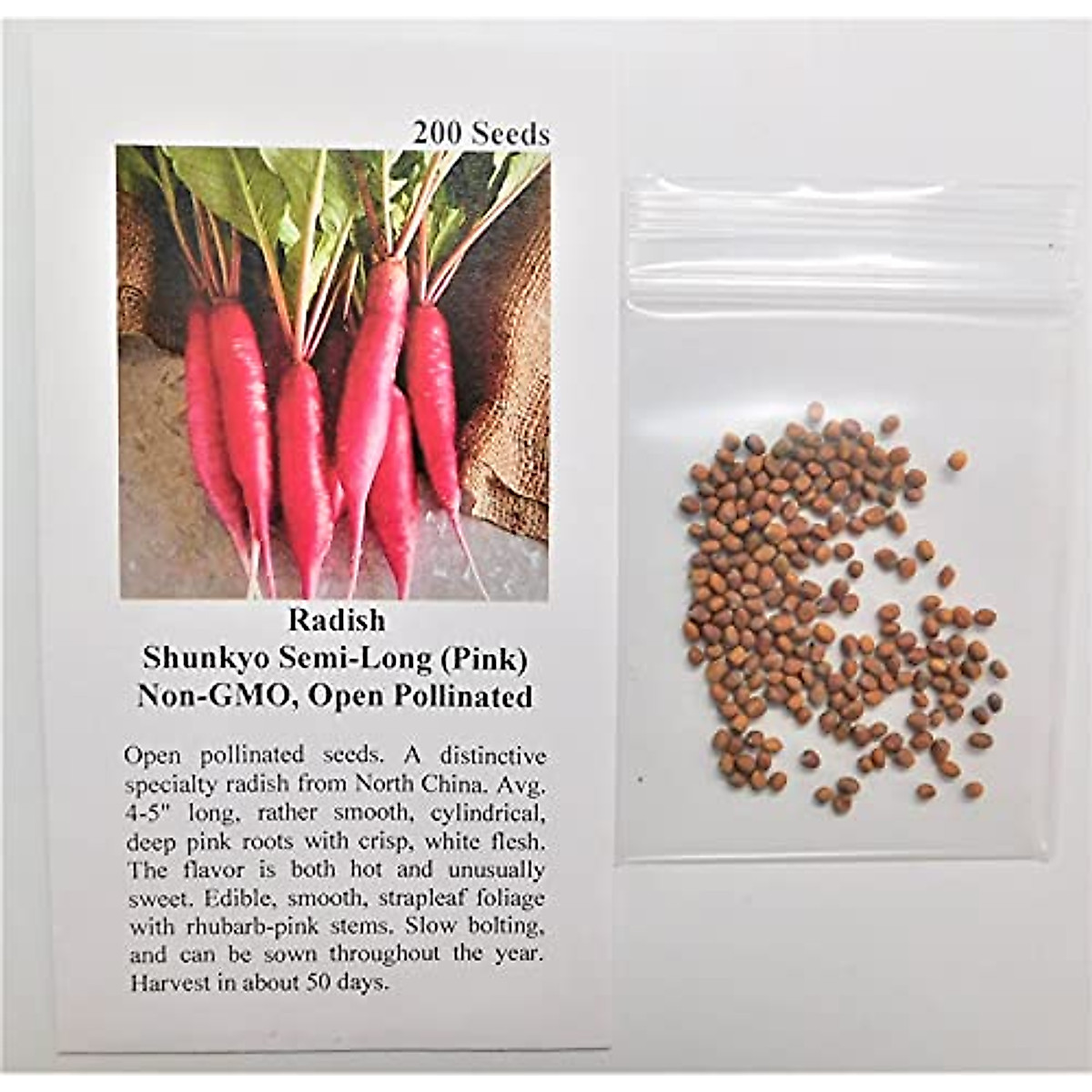 David's Garden Seeds Radish Shunkyo Semi-Long 6611 (Pink) 200 Non-GMO, Heirloom Seeds