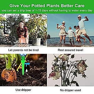 15 Packs Plant Watering Devices, Vacation Plant Self Watering Spikes, Automatic Drip Irrigation Watering Planter Insert with Slow Release Control Valve Switch for Garden Plants Indoor & Outdoor