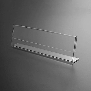 NIUBEE 12 Pack Acrylic 2x8 Name Plates for Desks,Horizontal Slant Back 2x8 Sign Holder for Table Display,Plastic Name License Plate Holder for Office Classroom Teacher Kids Woman Man,Blank