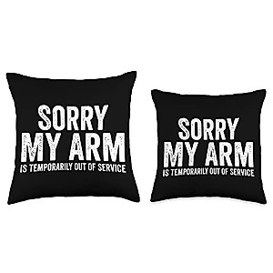 Broken Arm Gifts Sorry Temporarily Out of Service Broken Arm Throw Pillow, 16x16, Multicolor