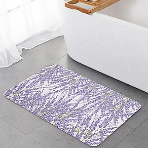 LooPoP Kitchen Comfort Mat Set of 2 Lavender Flower Pattern Waterproof Anti-Fatigue Standing Mats Wipeable Rugs for Kitchen Purple 15.7x23.6inch+15.7x47.2inch