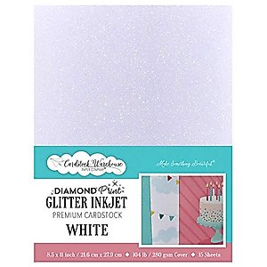 White Diamond Print Glitter Inkjet Premium Cardstock - 8.5 x 11 inch - 104lb / 280gsm Cover - 15 sheets from Cardstock Warehouse