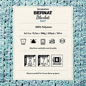 Bernat Blanket Twist Beachcomber Yarn - 2 Pack of 300g/10.5oz - Polyester - 6 Super Bulky - 220 Yards - Knitting/Crochet