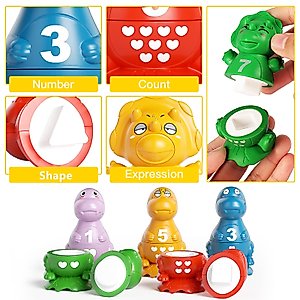 Snap-n-Learn Matching Dinosaurs, Toddler Stacking Sorting Toys, Educational Preschool Counting Dinos Learning Building Toy, Fine Motor Skills Learning Game Gifts for 18 Months 2 3 4 Year Old Boys Girl