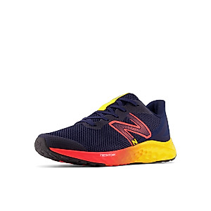 New Balance Boy's Fresh Foam Arishi V4 Hook and Loop Running Shoe, Team Navy/Electric Red/Egg Yolk, 2 Little Kid