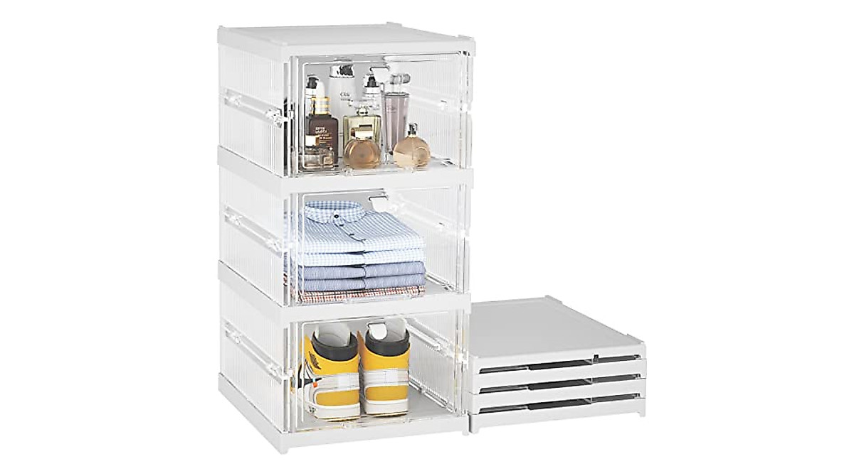 Durable Collapsible Shoe Storage Bins - Organize Shoes Easily