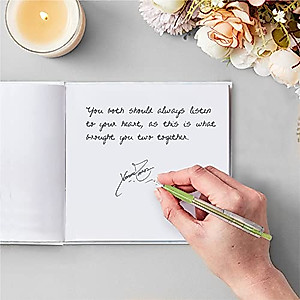 Guest Book Wedding Reception, Hardcover Decorative Guestbook, Alternative Sign in, Blank Pages Personal Messages, Decorative Book for Home, Includes Pen, Instructional Sign, and 10 Tent Cards.