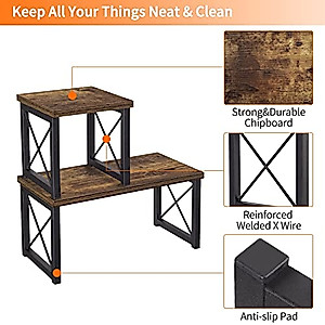 Honiter Wood Desktop Shelf, Freestanding Small Bookshelf Desk Supplies Organizers, 2 Tier Independent Stackable Desk Organizer, Desktop Organizer Office Storage Rack Adjustable Wood Display Shelf