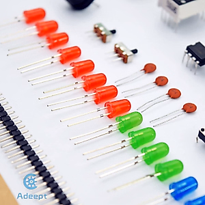 Adeept Starter Kit Compatible with Raspberry Pi 4 3, 2 Model B B+ LCD1602 Servo Motor C and Python Code, Beginner Starter Kit with User Manual Guidebook