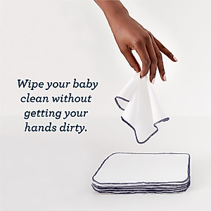 Esembly Wipe Ups, Organic Cotton Reusable Baby Wipes, Soft and Sturdy Washable Cloth Diaper Wipes, One Size, 12-pk