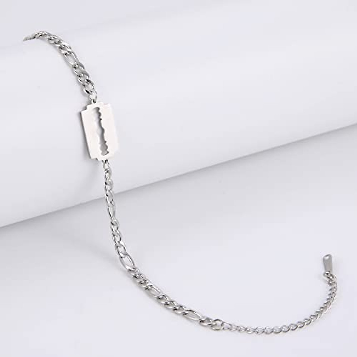 EUEAVAN Punk Stainless Steel Razor Blade Bracelet Personalize Hip Hop Dog Tag Couple Bracelet Women's Bracelets