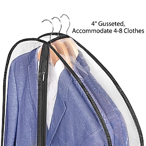 Syeeiex 40" All Clear Garment Bags for Hanging Clothes, Garment Covers with 4" Gusseted, Suit Bags for Closet Storage, Garment Protector for Several Suits, Coats, Jackets, Shirts and Sweater, 6 Pack