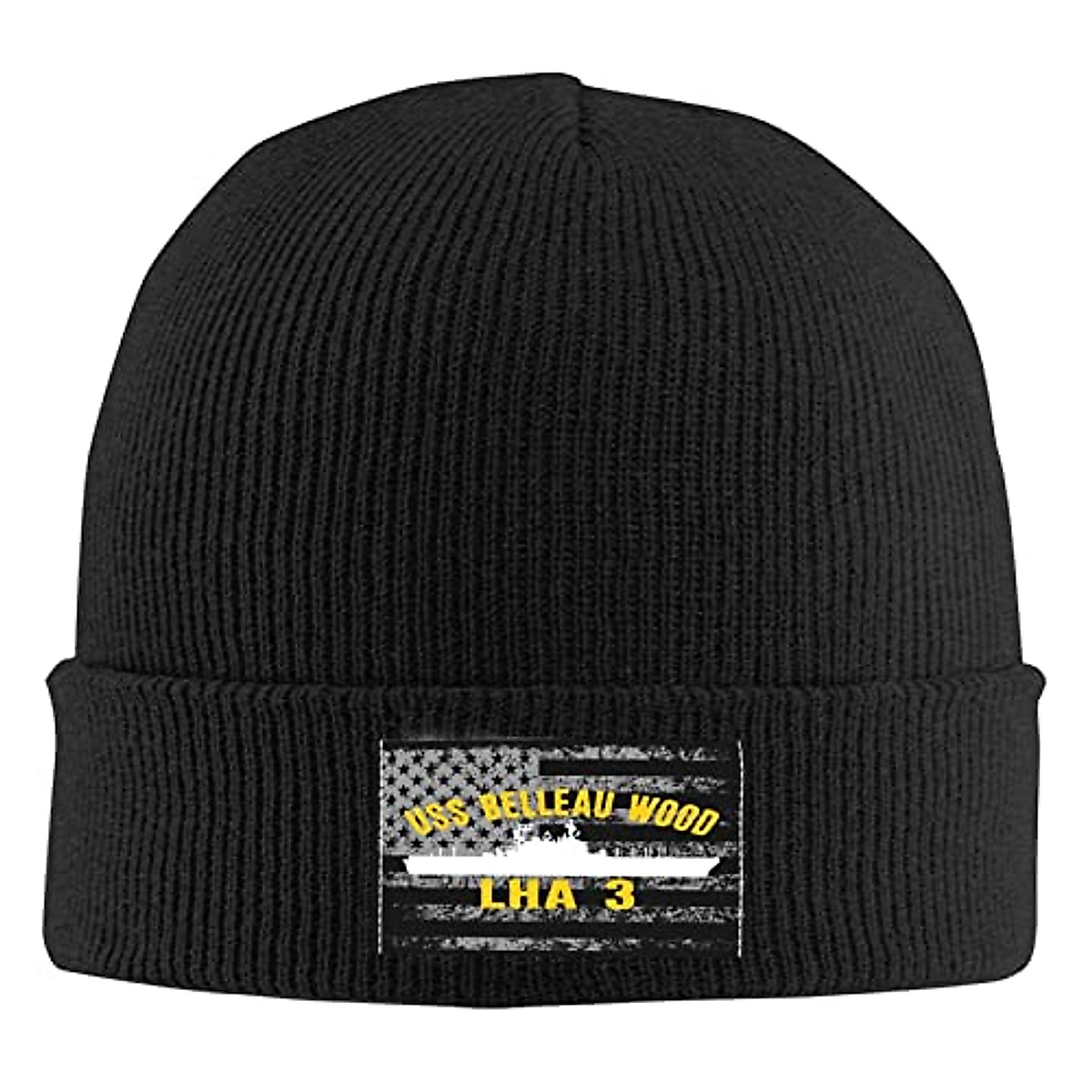 USS Belleau Wood LHA-3 Unisex Knitted Hat Beanie Winter Warm Stretch Skull Hat Black