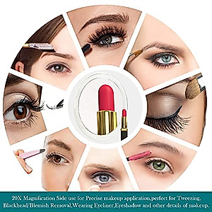 20x Magnifying Mirror with 3 Suction Cups, Use for Makeup Application, Tweezing, and Blackhead/Blemish Removal.Comes with 1PC Storage Bag, 1PC Tweezer, 1PC Reminder Card. 4Inches (Clear)