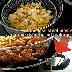 Deep fryer pot With Basket 4Quarts Enamel Stock Pot With Lid Sauce Pot Deep Fryer Pot Suitable Frying Fries,fish Cooking Soup Glass Glaze Easy to Clean High temperature resistance of 900 ° F