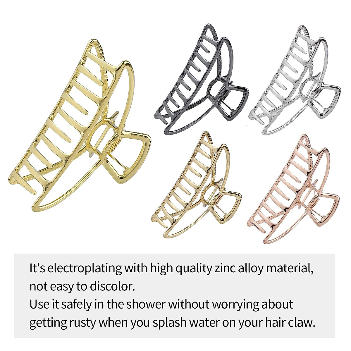 Fuystiulyo 5 Pcs Large Metal Hair Claw Clips for Women, Hair Catch Barrette Jaw Clamp Half Bun Hairpins for Thick Hair, Hair Accessories for Women and Girls