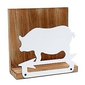 Funly mee Farmhouse Wooden and Metal Pig Design Napkin Holder,Freestanding or Wall-mounted Tissue Dispenser