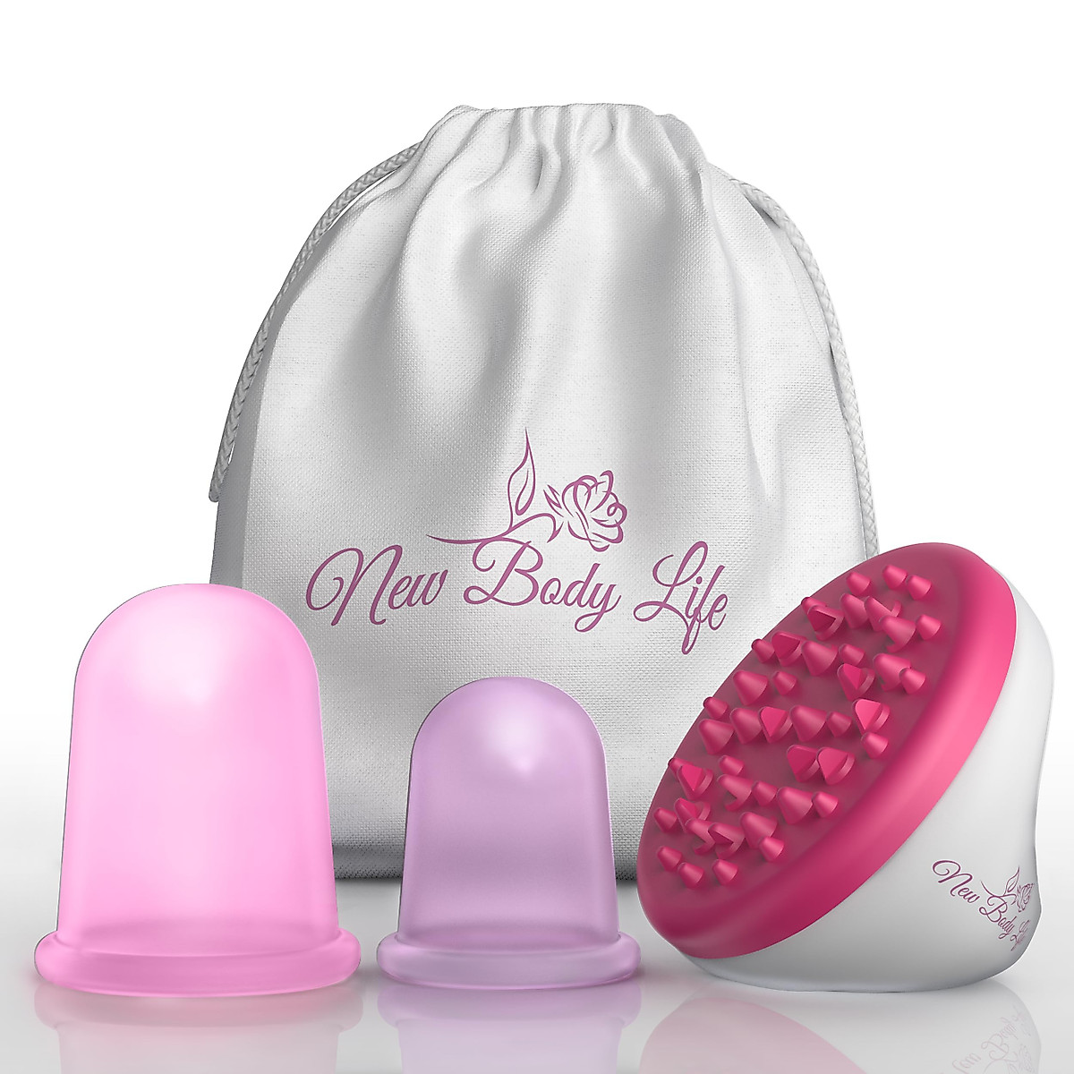 Anti Cellulite Massager Vacuum Suction Cups for Cellulite Treatment - Body Massager, Exfoliator, Cupping Therapy Set - Improve Circulation, Distribute Fat Deposits, Shower Scrubber, Cellulite Remover