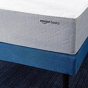 Amazon Basics Cooling Gel-Infused, Medium-Firm Memory Foam Mattress, CertiPUR-US Certified - Queen Size, 10 Inch (White/Gray)