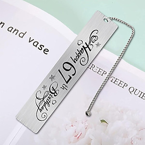 Jzxwan Happy 67th Birthday Gifts for Women Men, 67 Year Old Birthday Bookmark Gift for Him Her, Happy 67 Yr Bday Book Mark for Female Male, 1957 Bd Present, 67 th Birthday Card Decoration