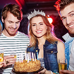 Birthday Crown Sash for Women Happy Birthday Queen Sash Crystal Birthday Tiara Crowns for Girls Rhinestones Headband Gift Party Birthday Decoration Set (Silver) Summer