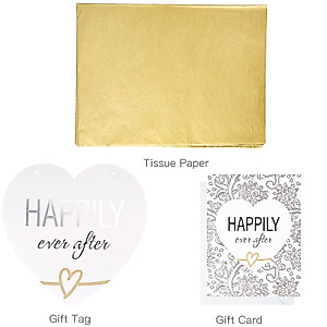 MAYPLUSS 16" Large Gift Bag with Greeting Card and Tissue Paper for Wedding - Silver Design
