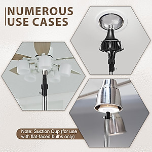 GADFISH 12FT Light Bulb Changer for High Ceilings, 5-Piece Light Bulb Changer with Broken Bulb Extractor, Baskets and Suction Cup, High Ceiling Light Bulb Changer with Pole - Light Bulb Removal Tool