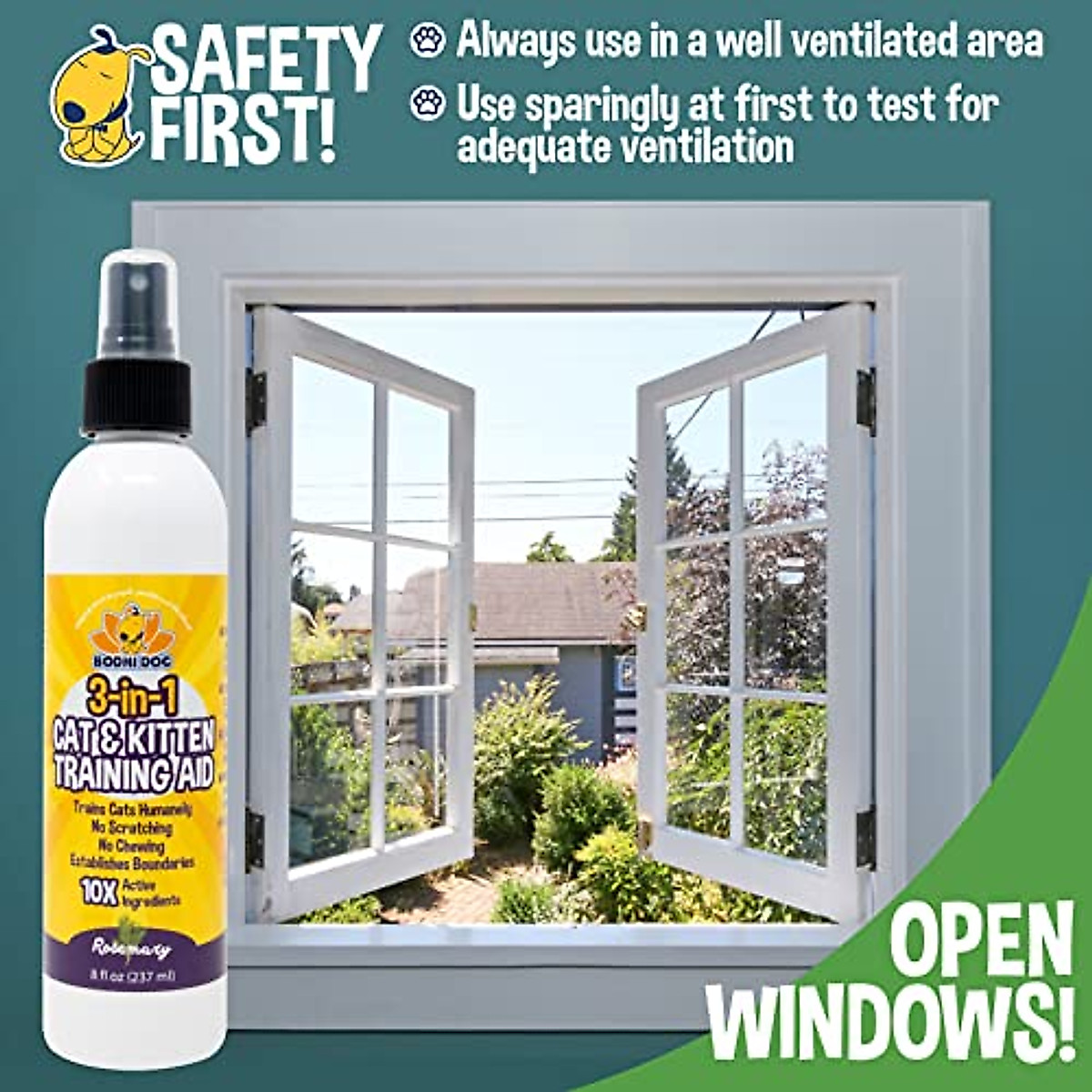 3-in-1 Cat & Kitten Training Aid with Bitter | Cat Training Spray for Indoor and Outdoor Use | Anti Scratch Furniture Protector | Establish Boundaries & Keep Cat Off | Made in The USA (8oz)